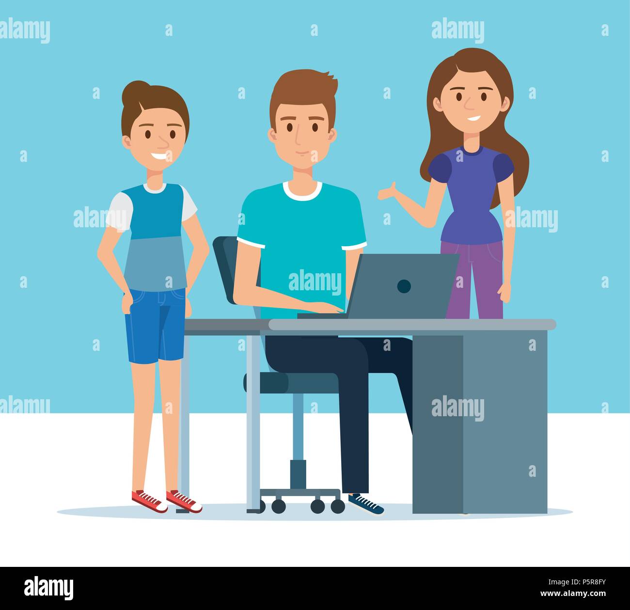 group of young people in the workplace avatars Stock Vector Image & Art ...