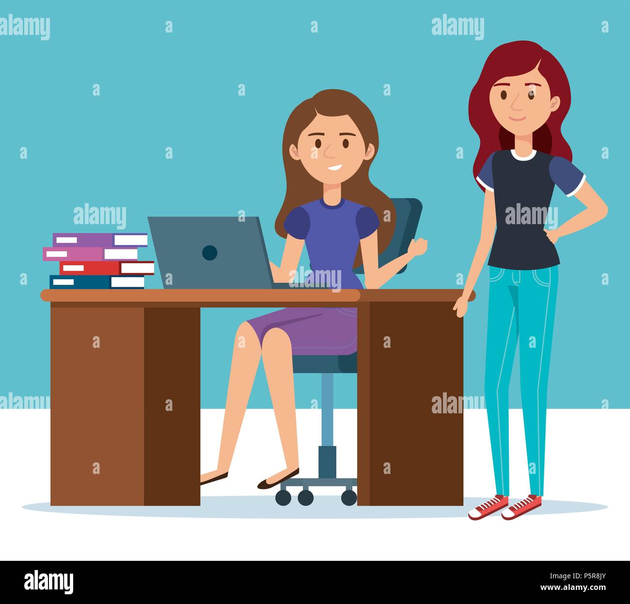 young girls in the workplace avatars characters Stock Vector Image ...