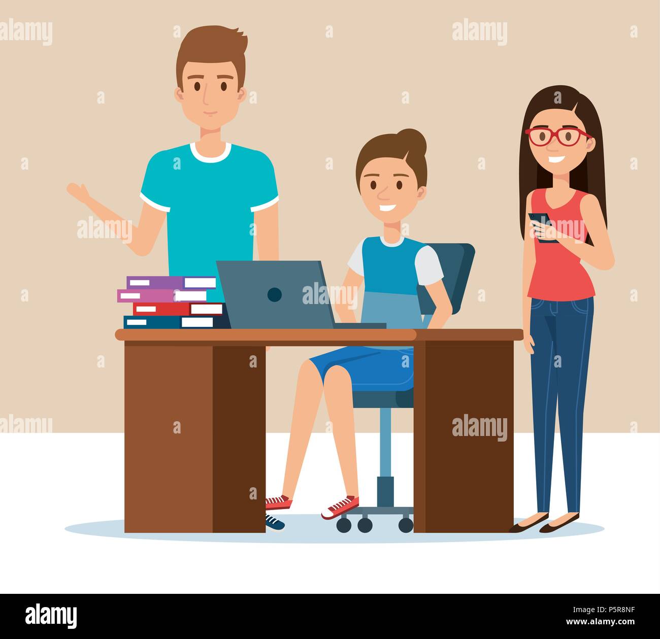group of young people in the workplace avatars Stock Vector Image & Art ...