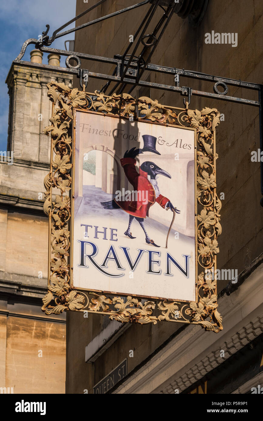 The Raven pub restaurant sign, Bath, Somerset, UK Stock Photo - Alamy