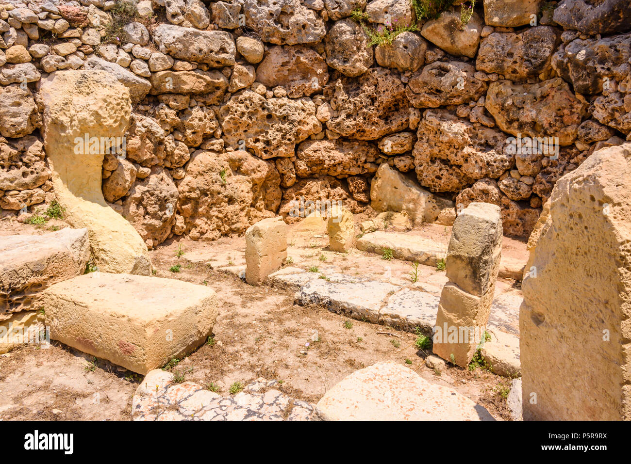Altars in one of the rooms of the ancient megalithic temple of ...