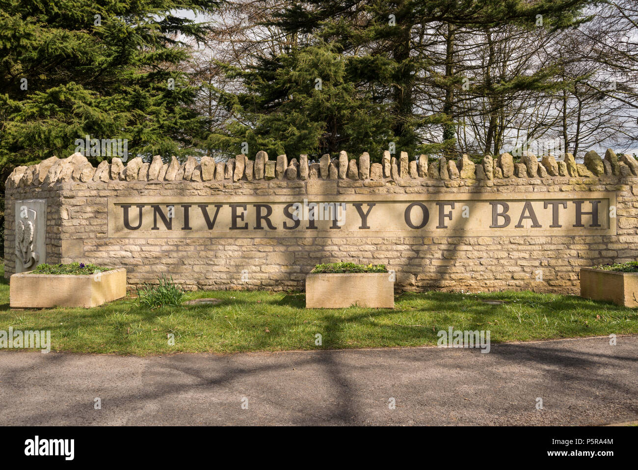 University of Bath sign at the entrance of Claverton Down campus ...