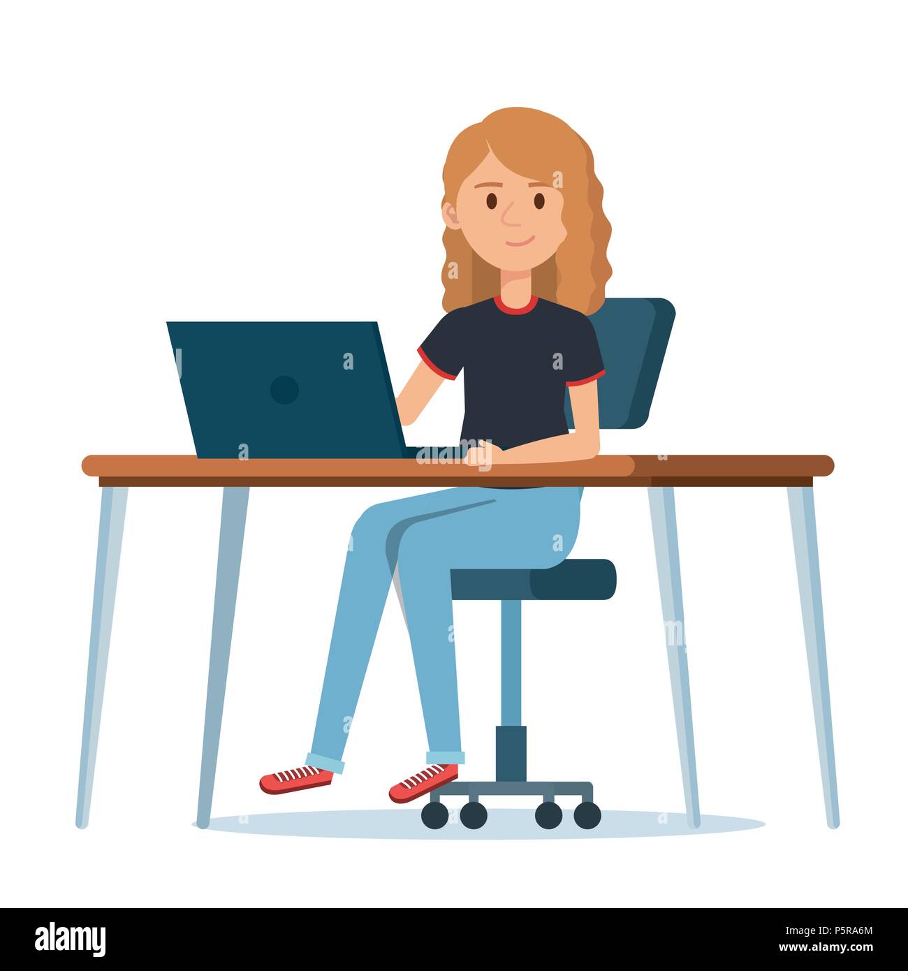 beautiful and young woman in the workplace character Stock Vector Image ...