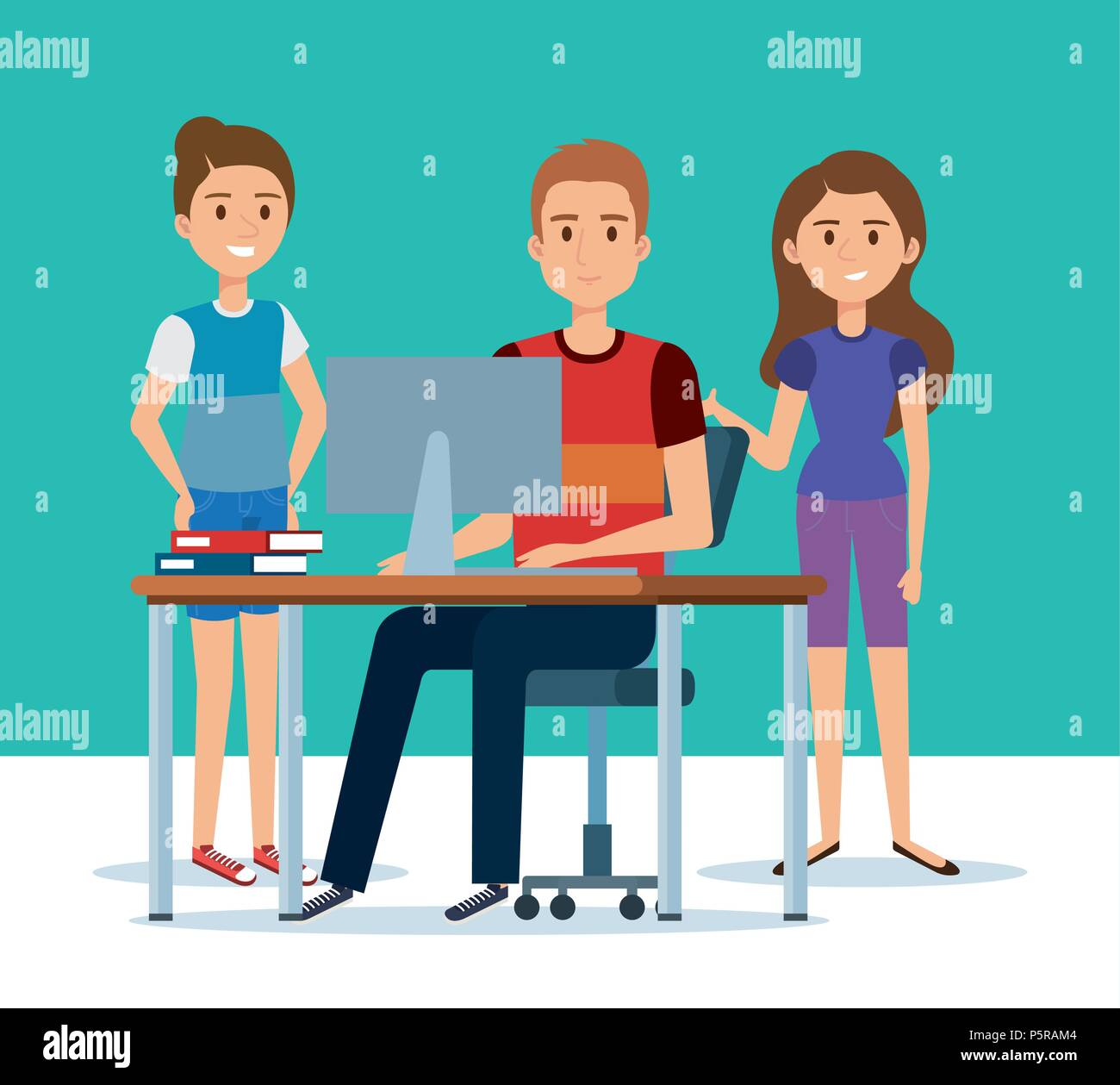 group of young people in the workplace avatars Stock Vector Image & Art ...