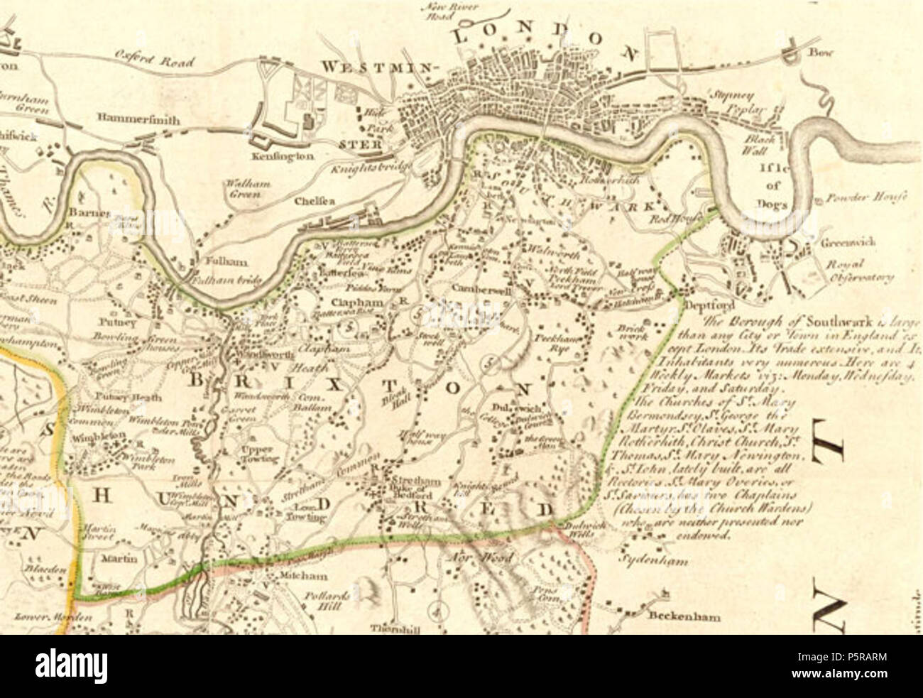 N/A. English: Engraving of 'An Accurate Map of Surrey; divided into its ...
