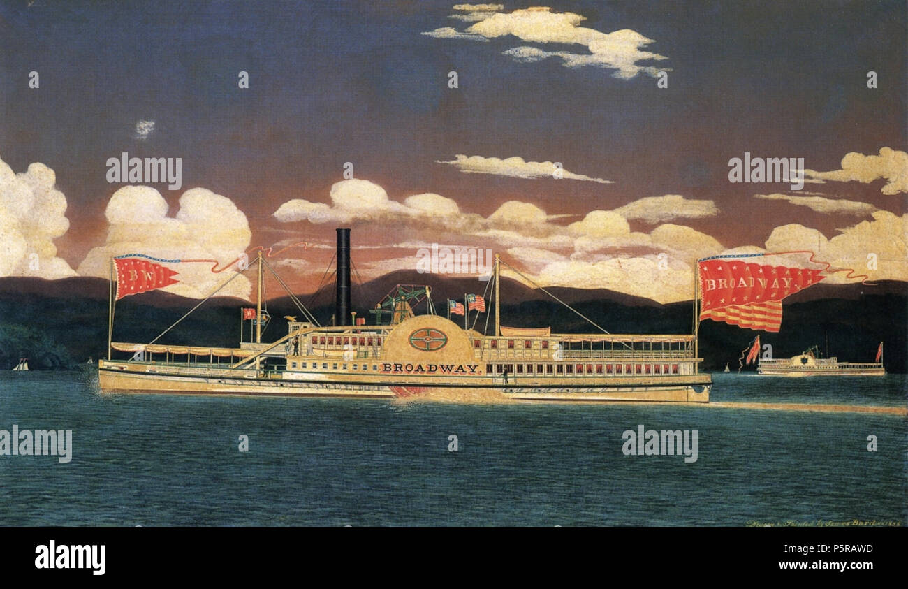 N/A. English: Steamer Broadway, oil on canvas painting by James Bard ...
