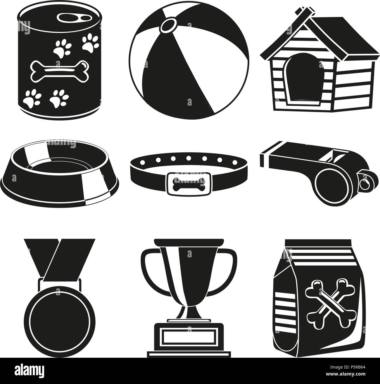 Black and white 9 dog care silhouette elements Stock Vector Image & Art ...