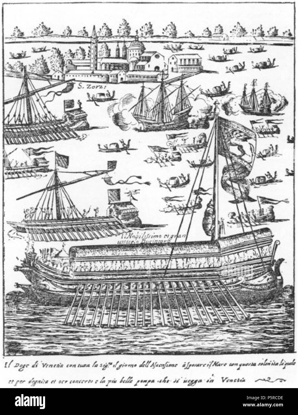 N/A. English: Bucentaur, the Doge's ship of state, accompanied by ...