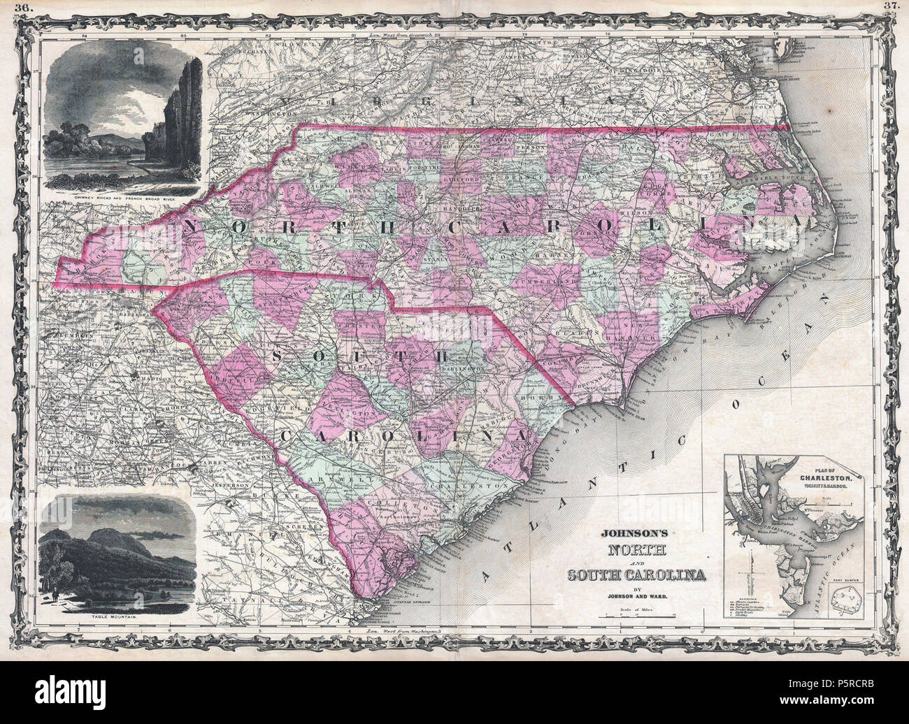 1862 Johnson Map of North Carolina and South Carolina - Geographicus ...