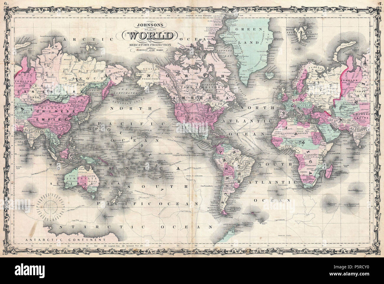 1862 Johnson Map of the World on Mercator Projection - Geographicus ...