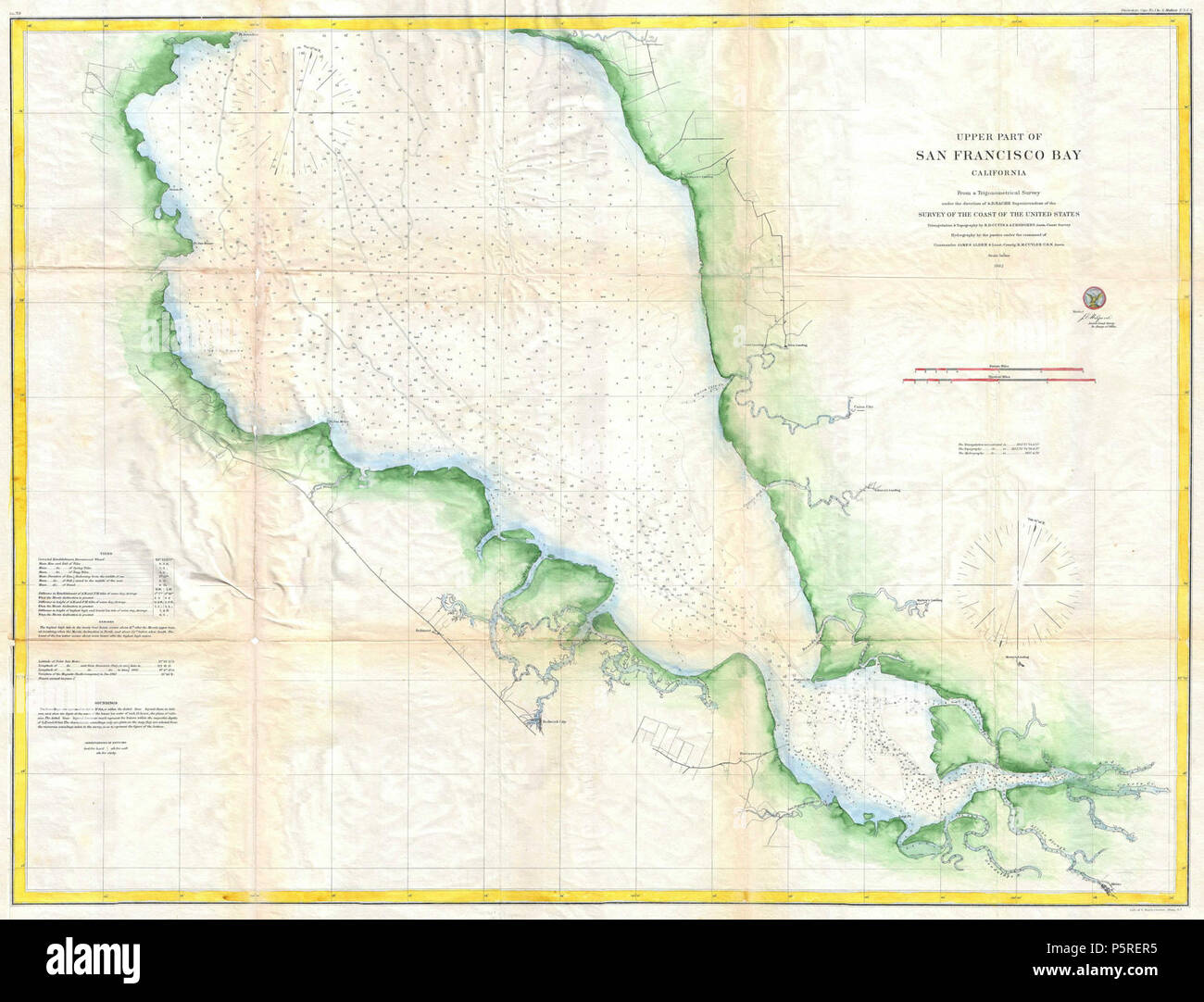 1862 U.S.Coast Survey Map of the Southern Part of San Francisco Bay ...