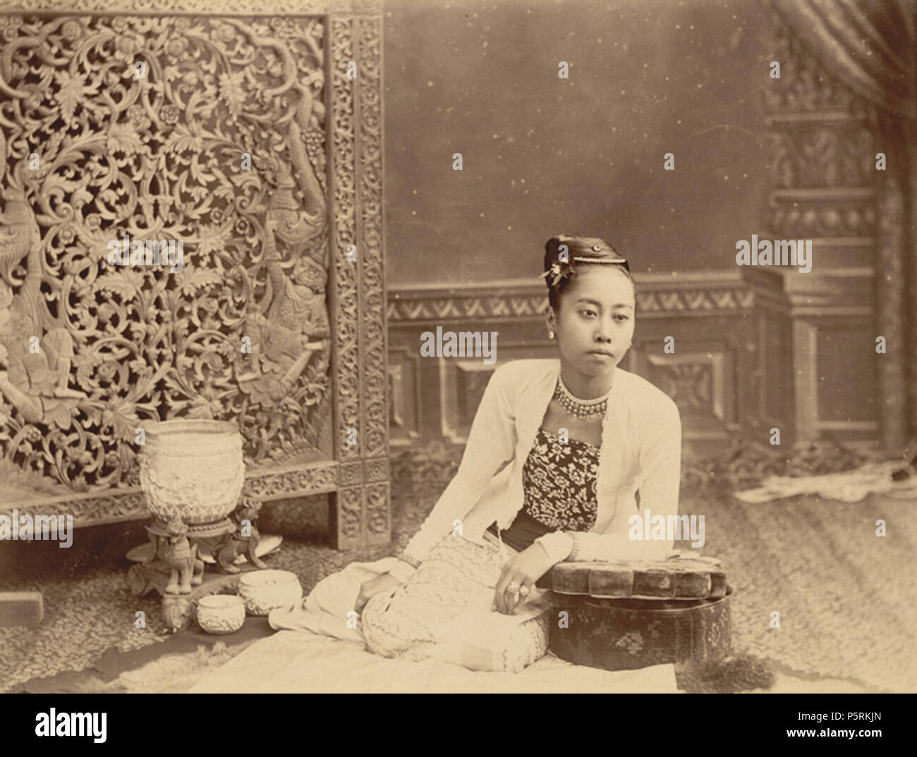 N/A. English: Burmese lady in traditional costume . 1890s. Unknown 251 ...