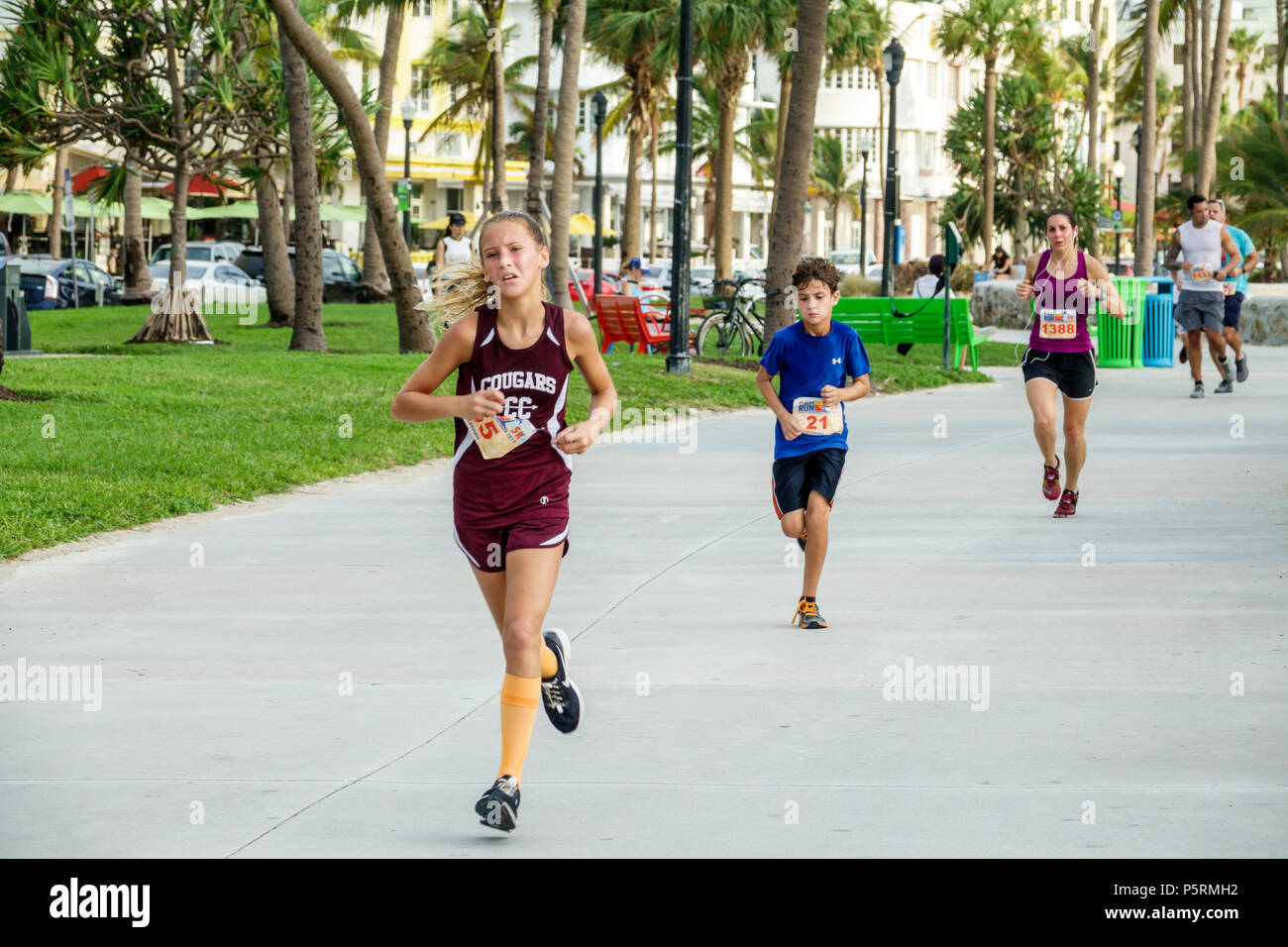 Miami Beach Florida,Ocean Drive,Lummus Park,Burger King 5K Beach Run ...