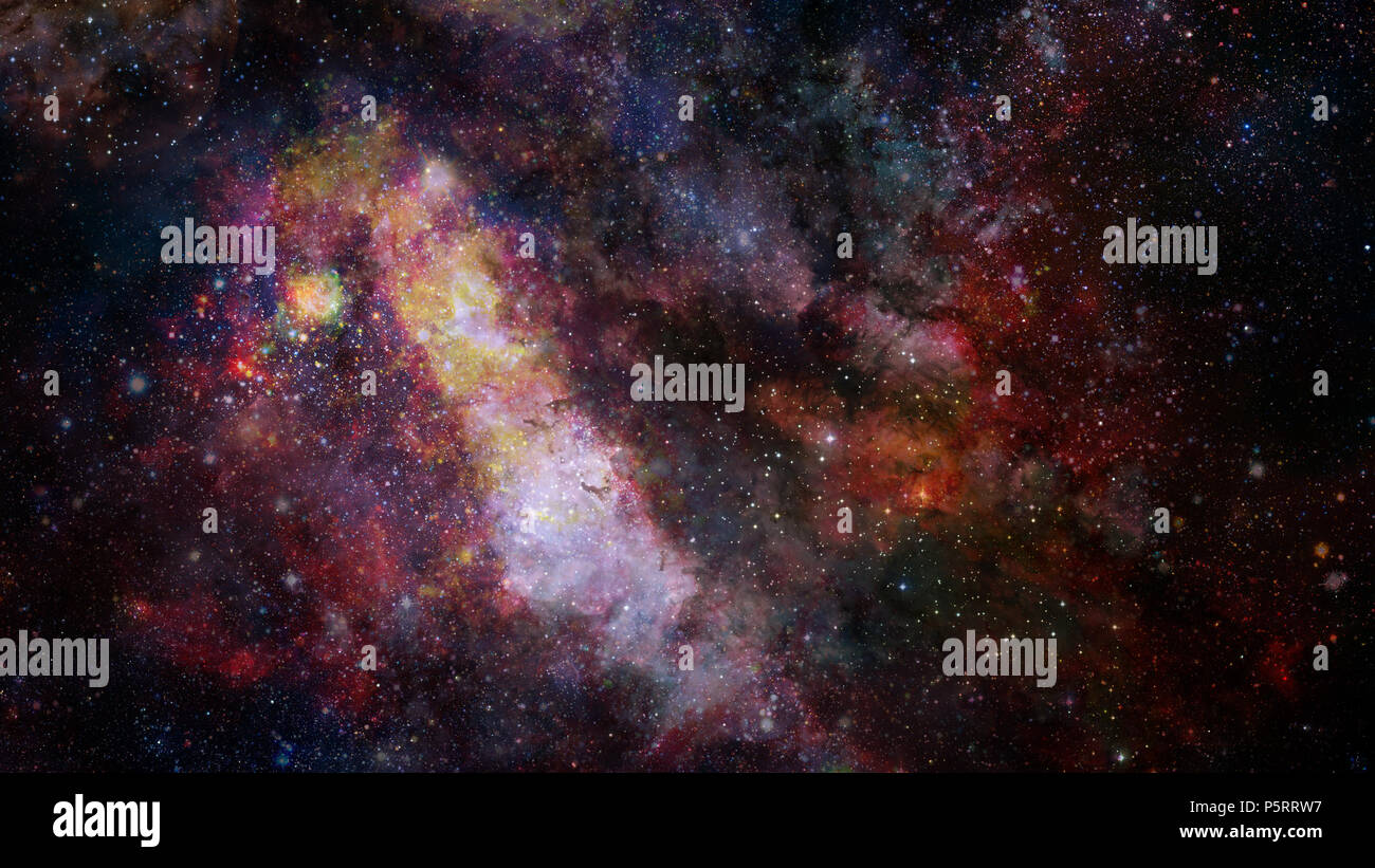 Colored clouds in nebula. Combined version of Hubble space telescope ...