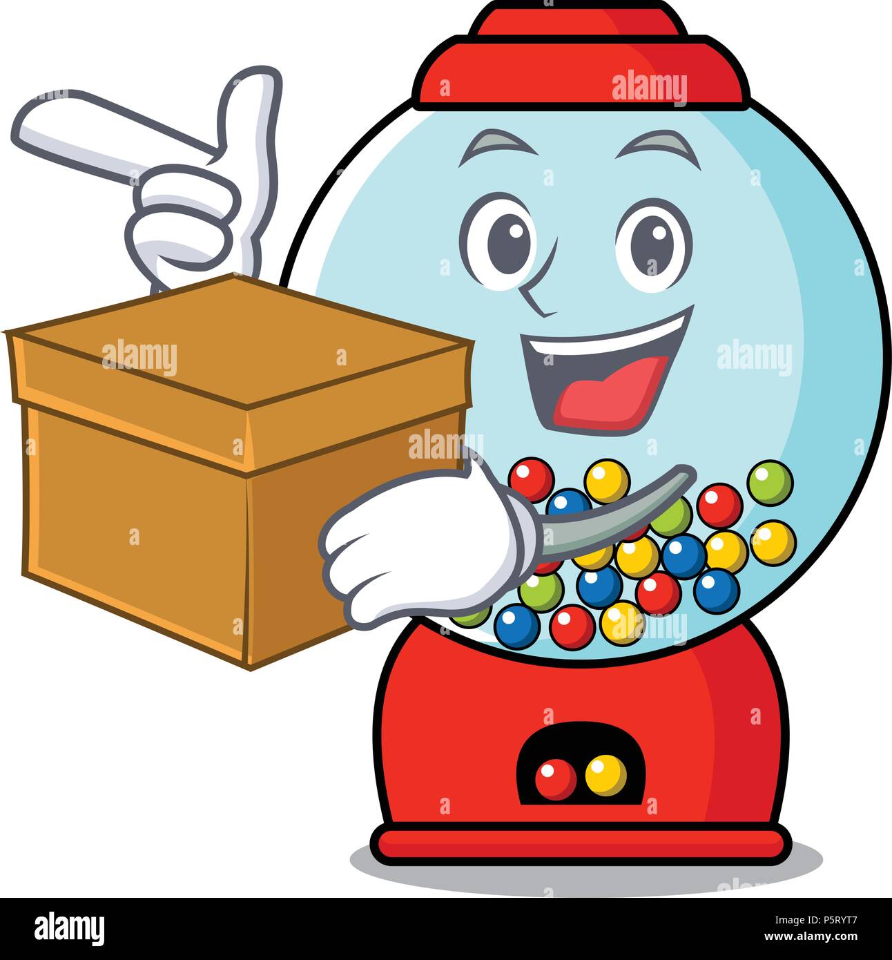 With box gumball machine character cartoon Stock Vector Image & Art - Alamy