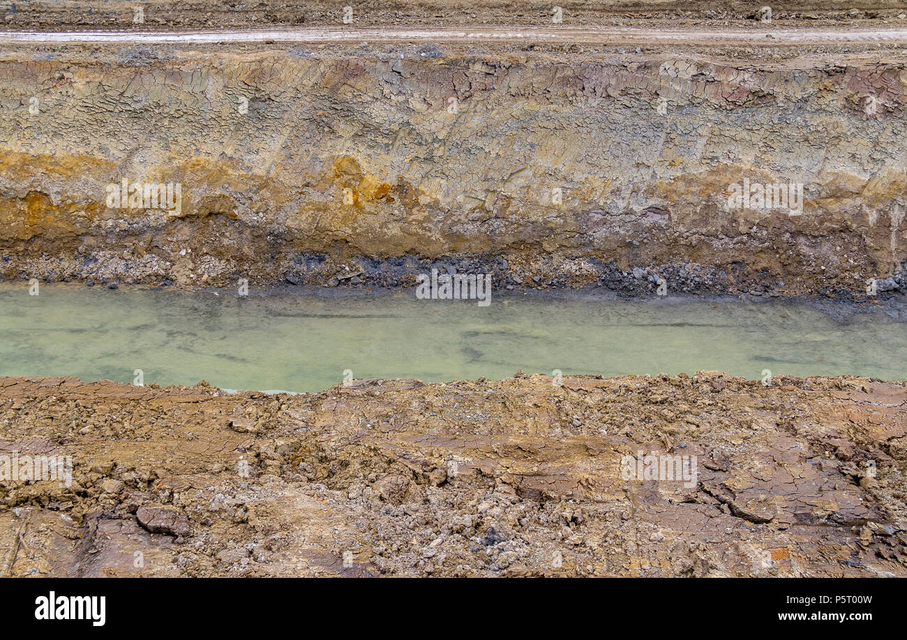 big ditch in a soil structure filled with water Stock Photo - Alamy