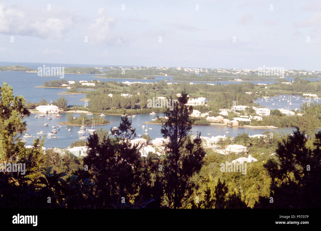 View from hillside of harbour in Bermuda Stock Photo - Alamy