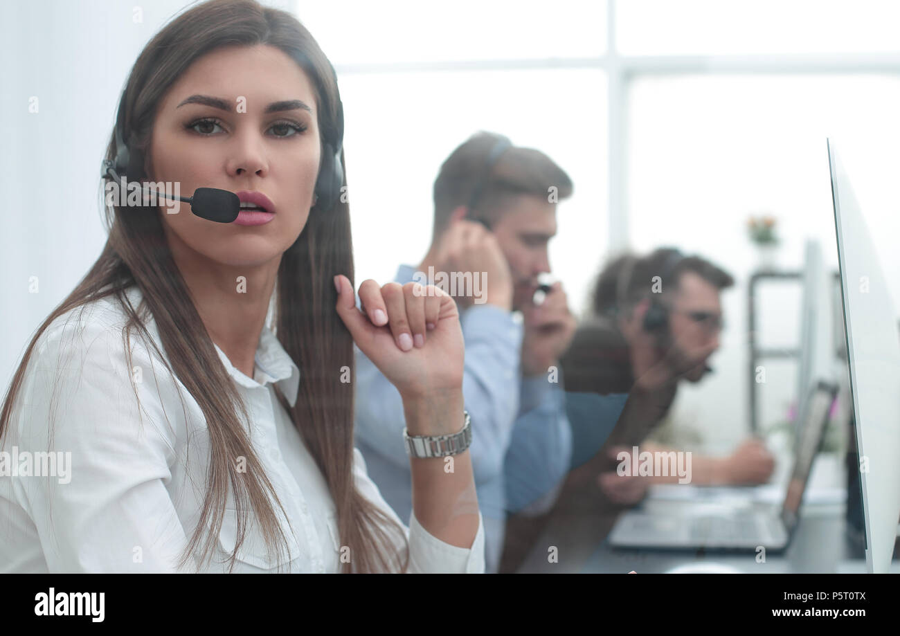 call center employee in the workplace Stock Photo - Alamy