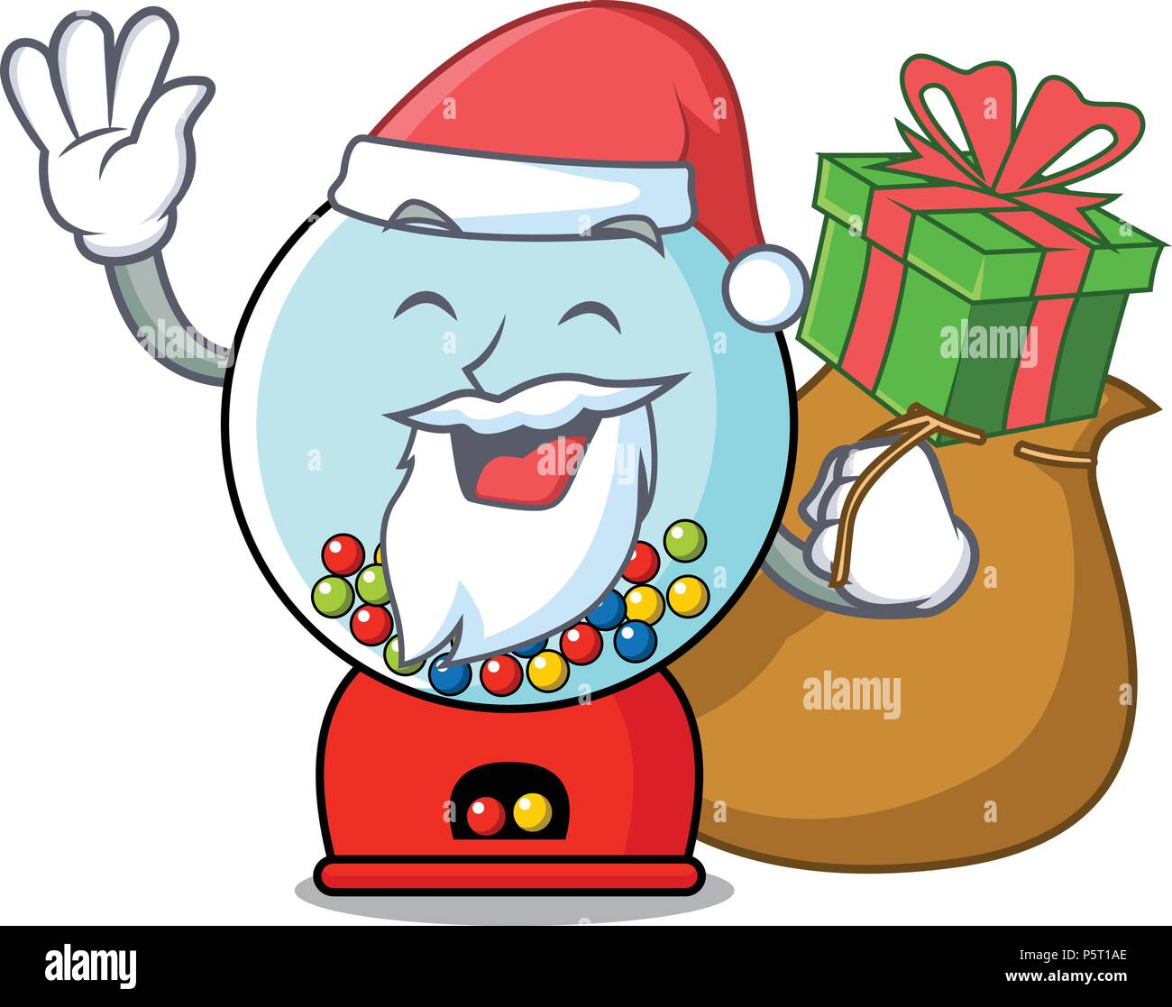 Santa with gift gumball machine mascot cartoon Stock Vector Image & Art ...
