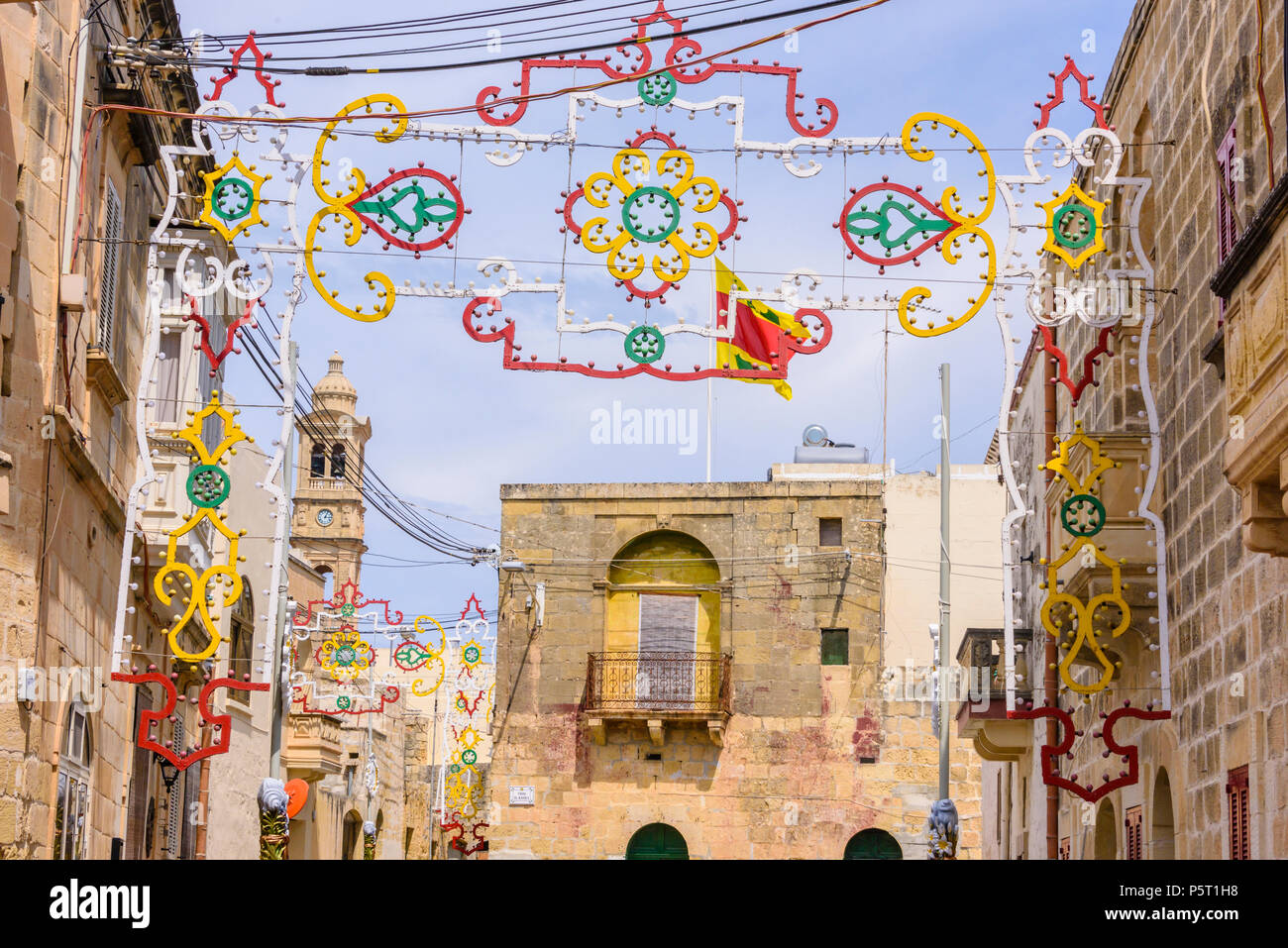 Colourful decorative arches are erected for the festival of Saint Peter ...