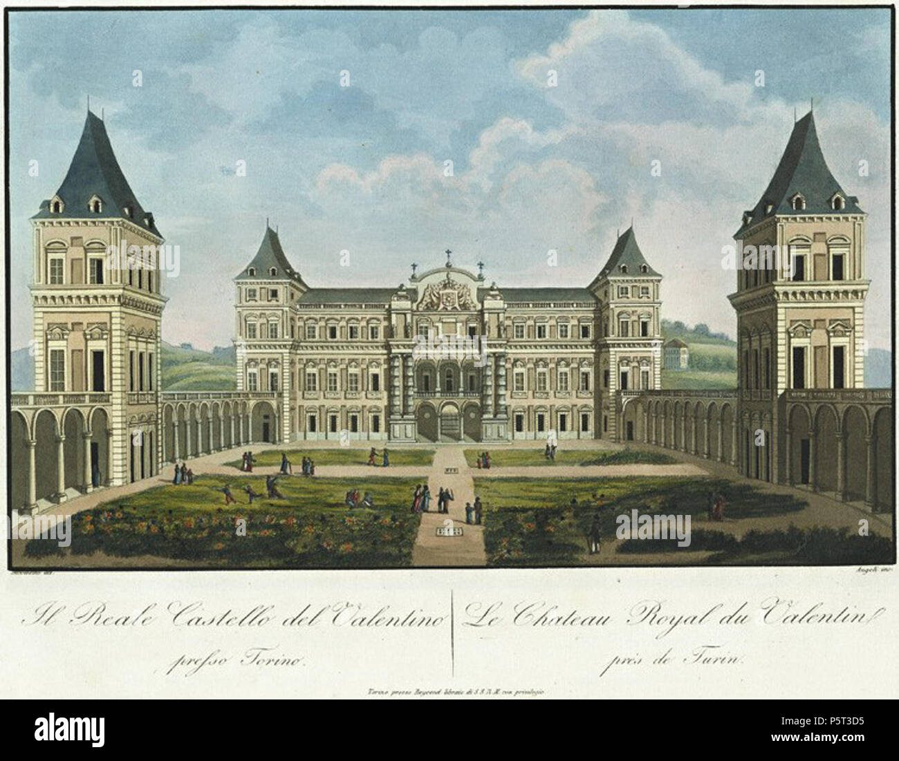 Italiano: Il Reale Castello del Valentino . Deutsch: Stich des Castello ...