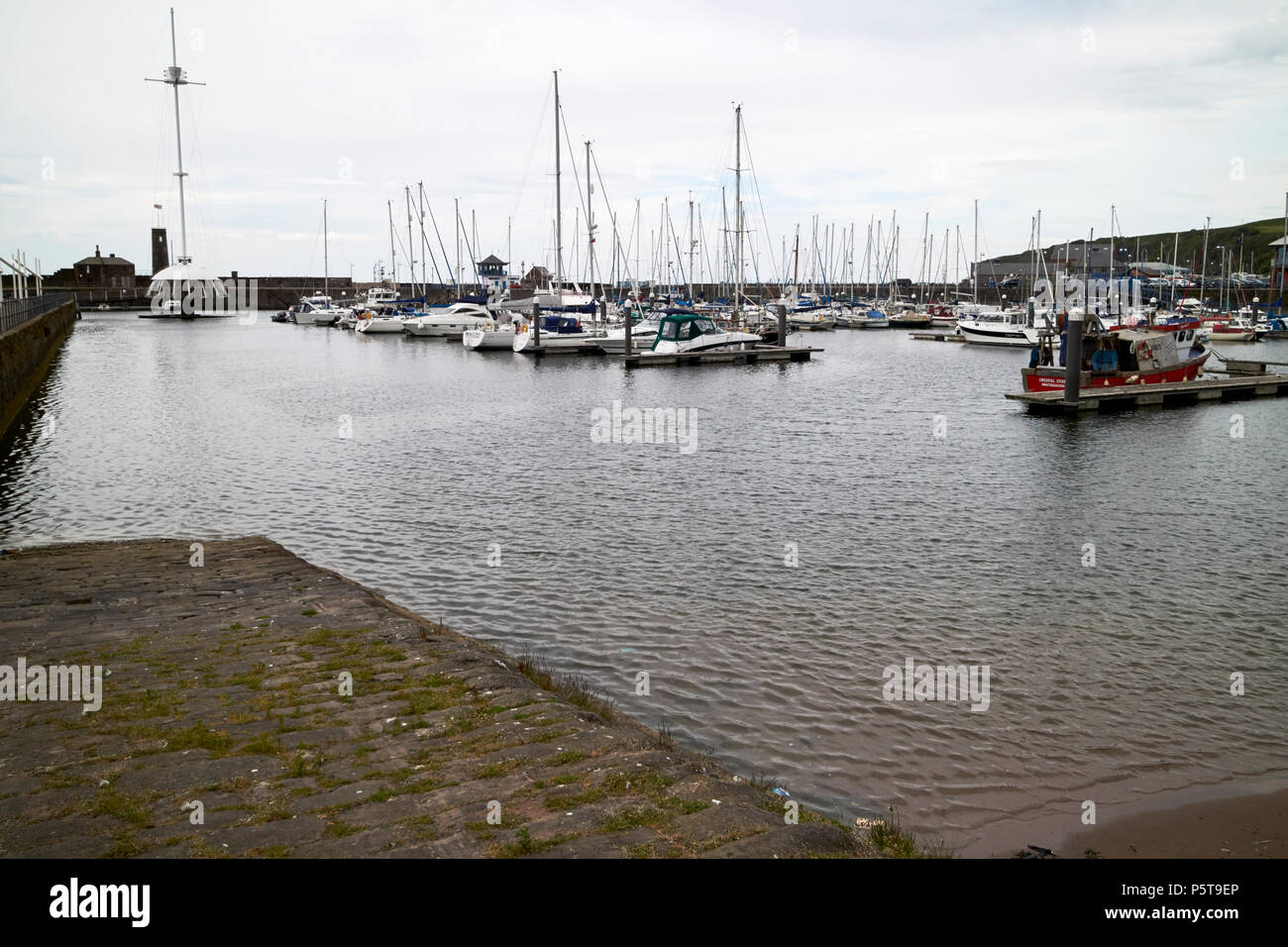 Whitehaven harbour and marina at the start of the C2C cycle route ...