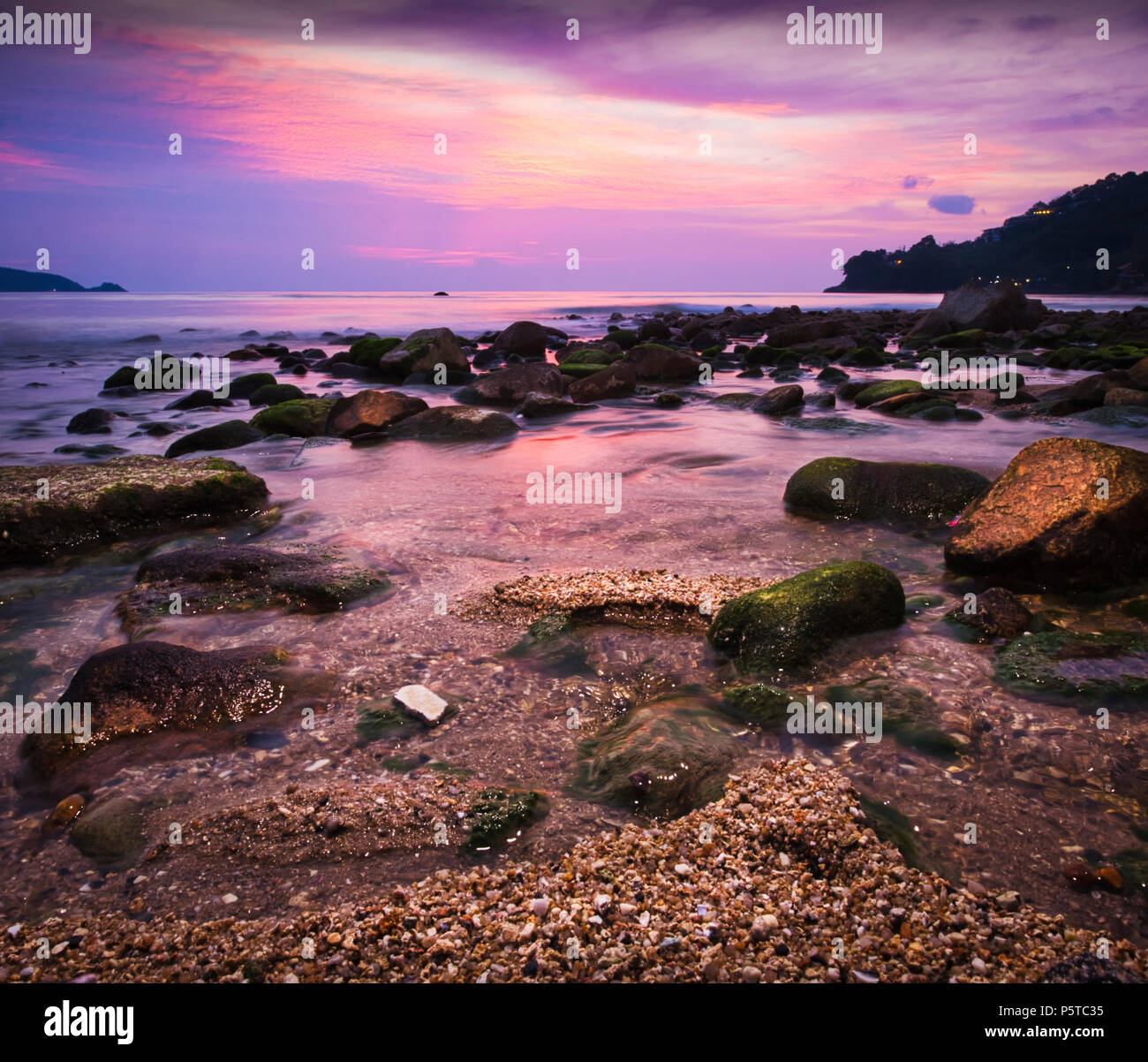 Sunset on the beach in Thailand Stock Photo - Alamy