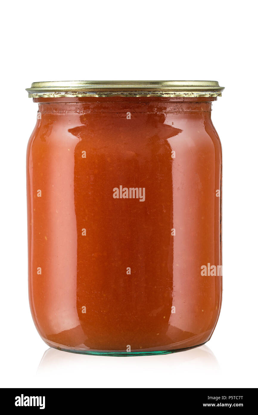 tomato paste in jar isolated on white background. Clipping path Stock ...