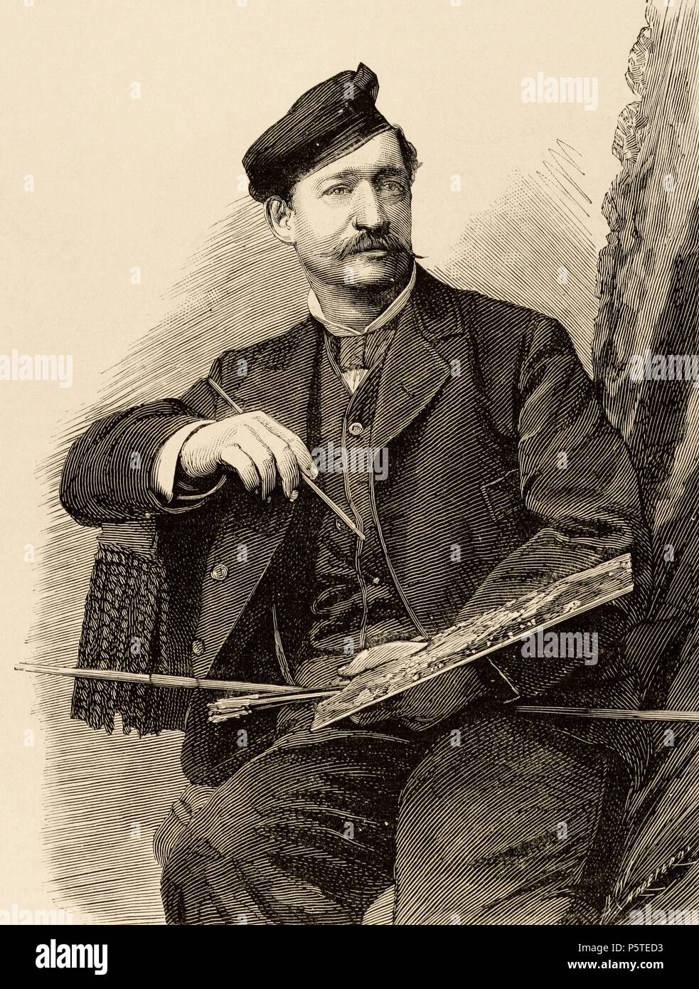 Job Carrillo. Mexican painter. Engraving by Arturo Carretero in The ...