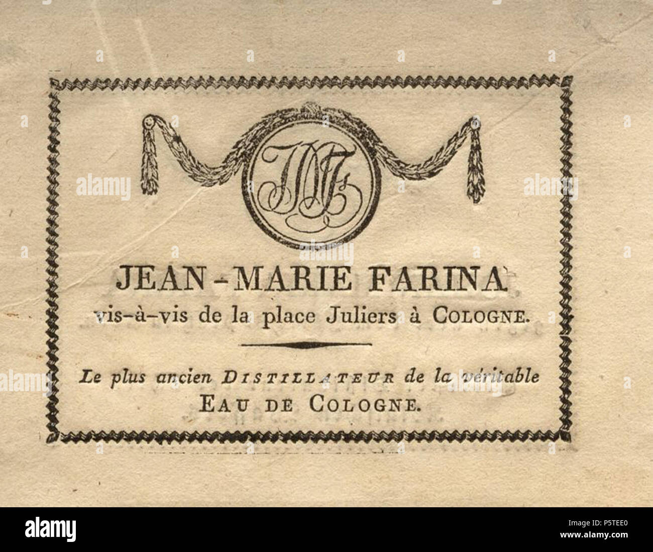 N/A. English: Johann Maria Farina's business card (1746) . 1746. Johann ...