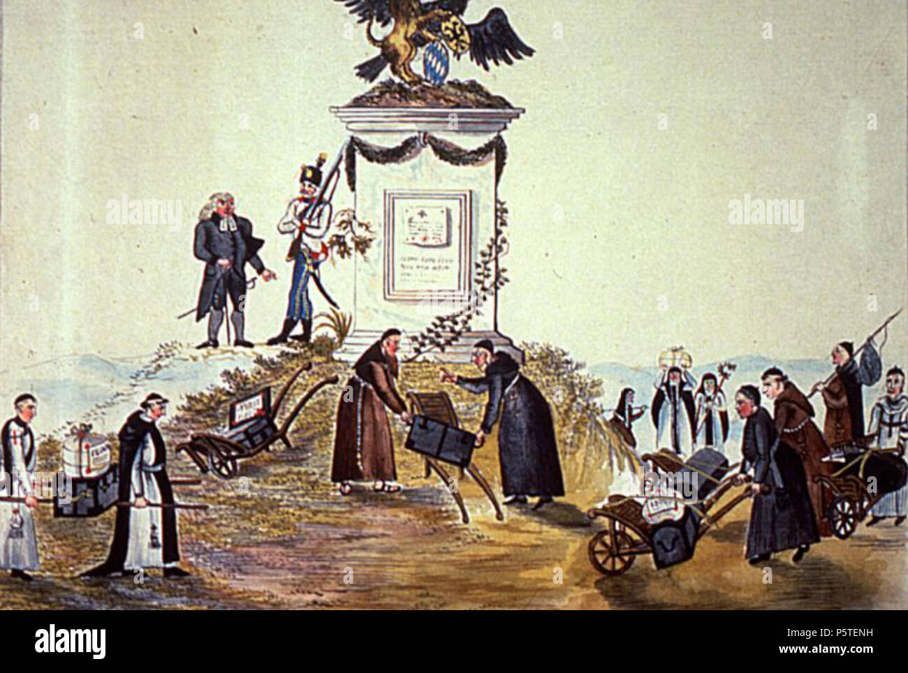 279 Cartoon on German secularization, c. 1803 (colorized version Stock ...