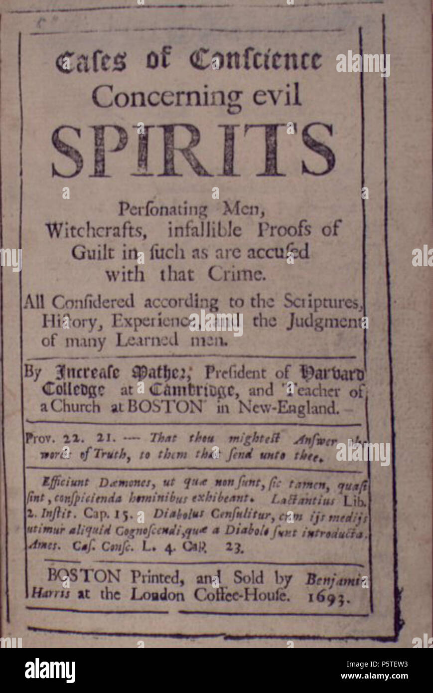 N/A. Title page of first edition of Cases of Conscience Concerning Evil ...