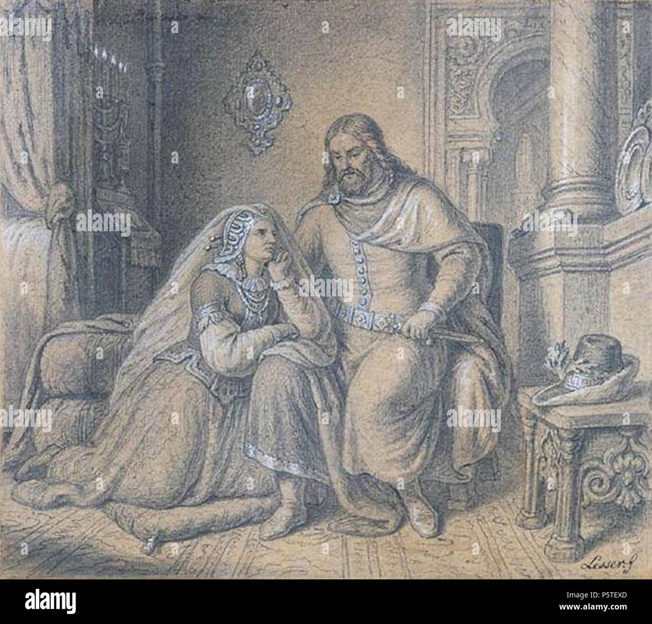 N/A. Kazimierz III i Esterka . 1850. Aleksander Lesser (1814–1884 ...