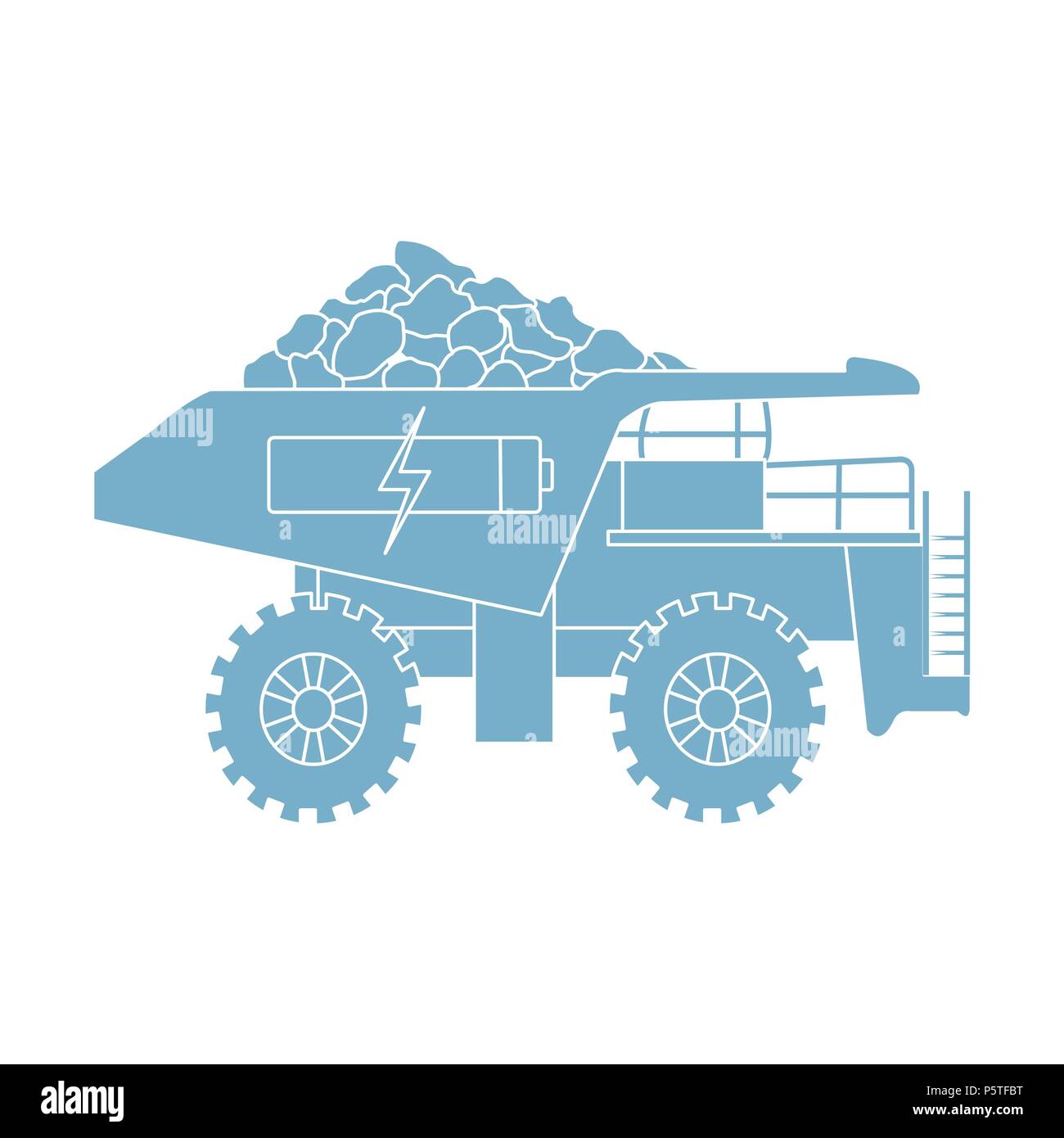 Electric dumper with ore, battery, charge symbol. New transport eco ...