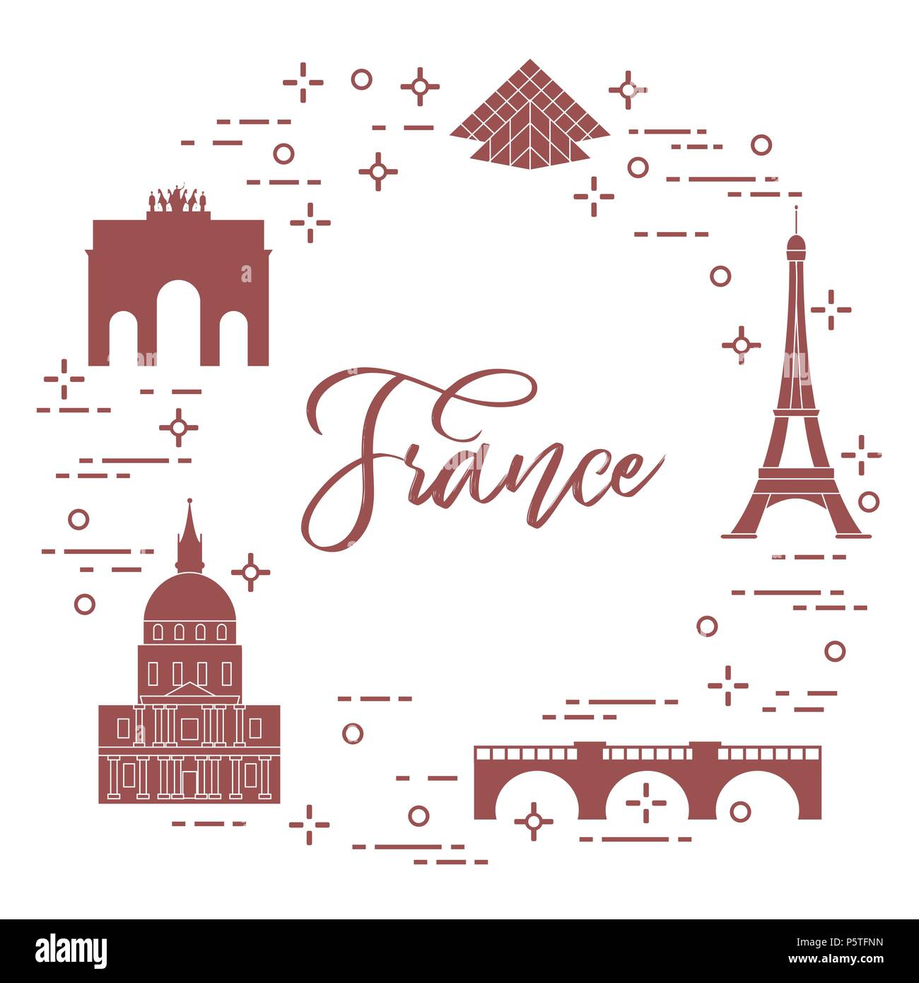 Famous buildings of Paris. Symbols and landmarks. Travel and leisure ...