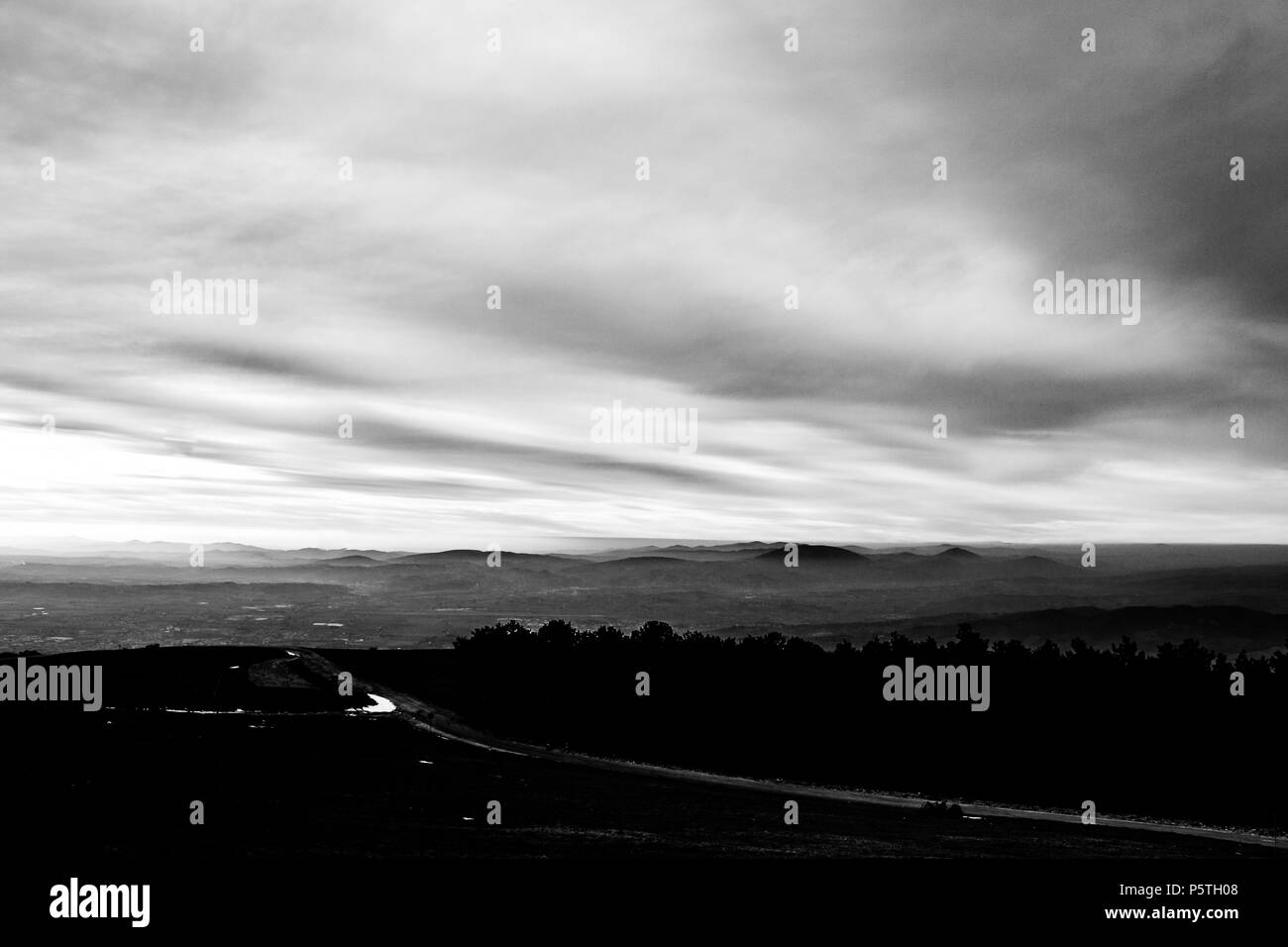 Subasio Mt. (Umbria, Italy), with sky covered by clouds and mist on the ...