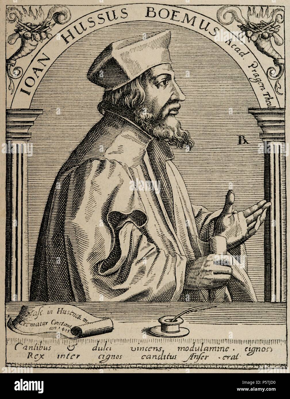Jan Hus (1369-1415). Czech priest, philosopher and reformer. Engraving Stock Photo - Alamy
