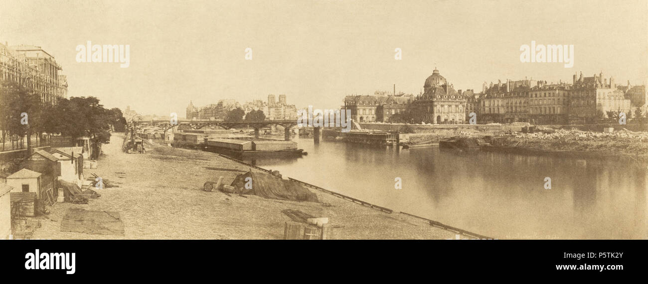 N/A. English: This 1854 Marville print shows a new wing of the Louvre ...
