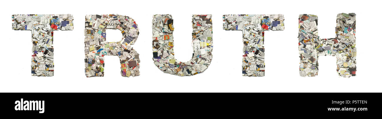 the word TRUTH with newspaper confetti isolated Stock Photo - Alamy