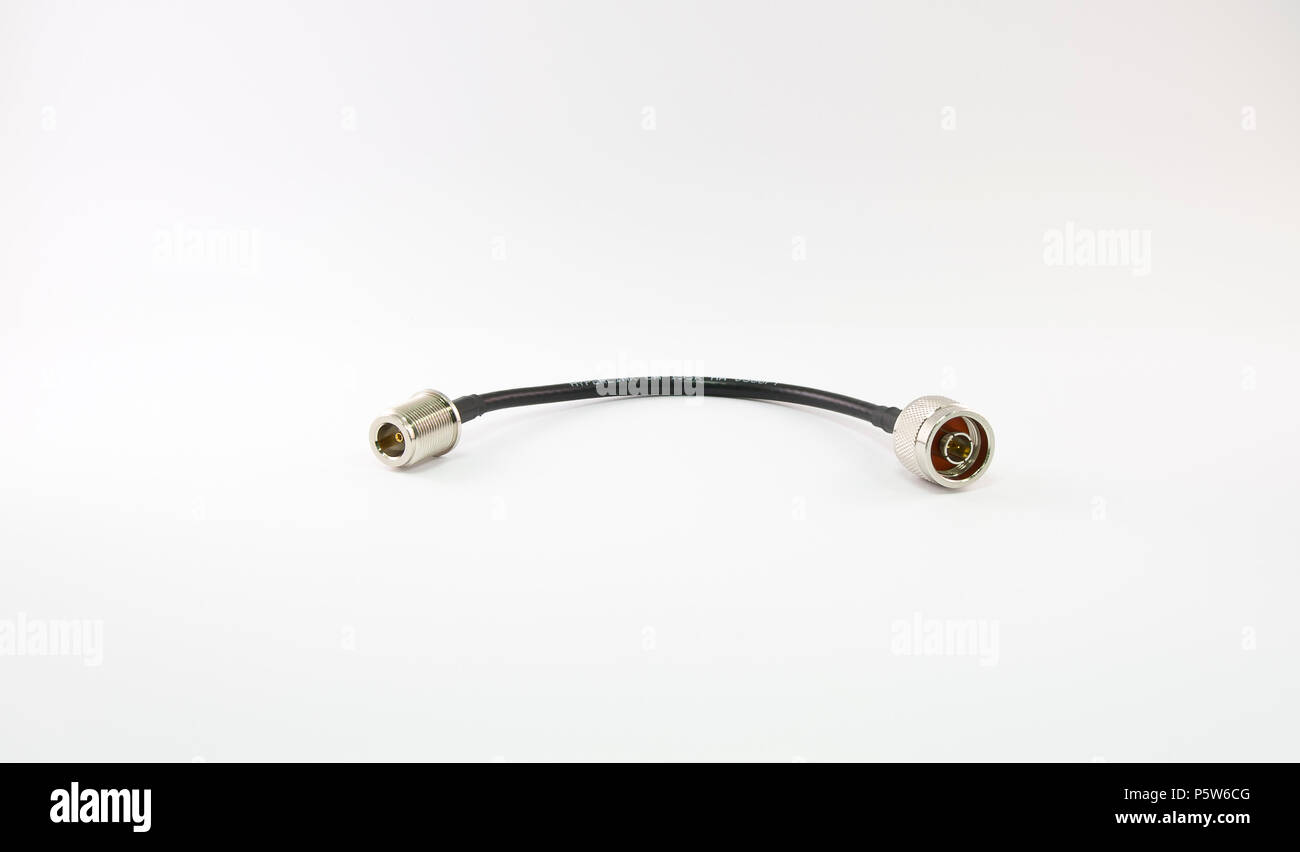 cable with two metal heads, isolated on white background Stock Photo ...