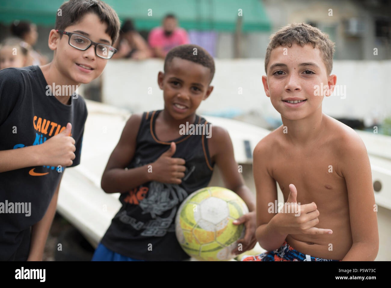 Kids fans of football in Brasil Stock Photo - Alamy