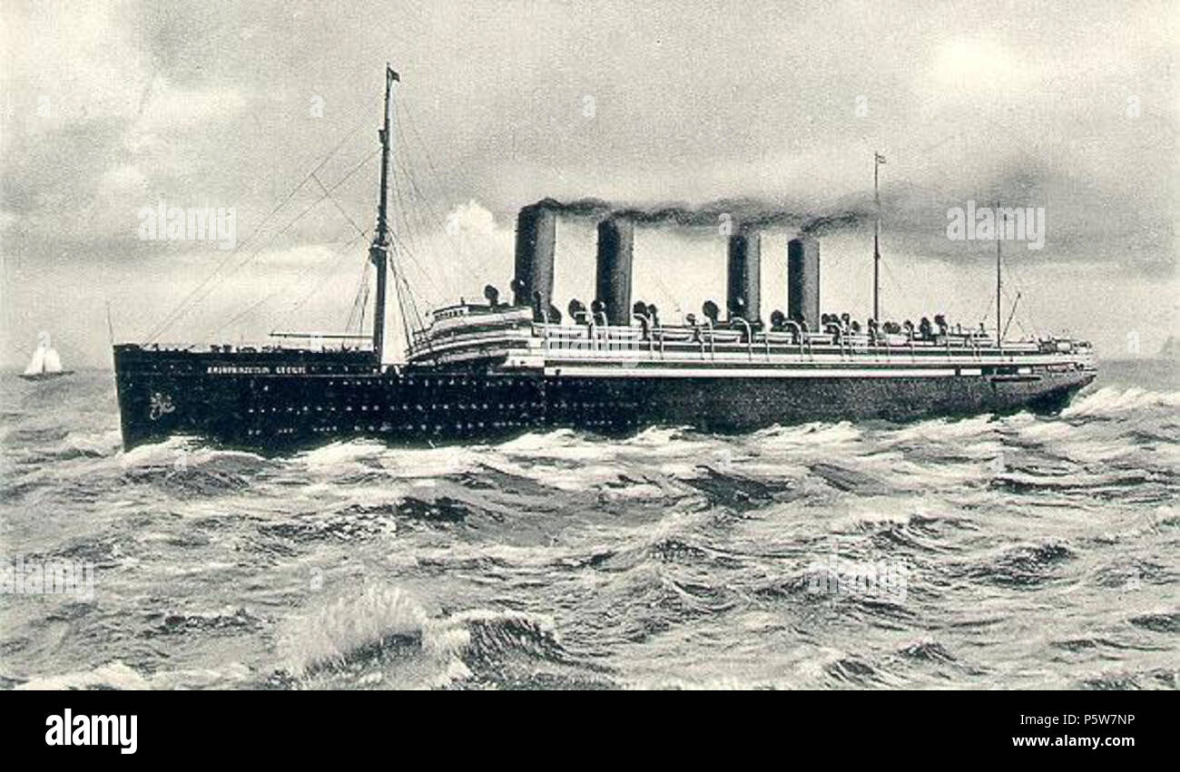 N/A. English: Drawing of the SS Kronprinzessin Cecilie at sea by an ...