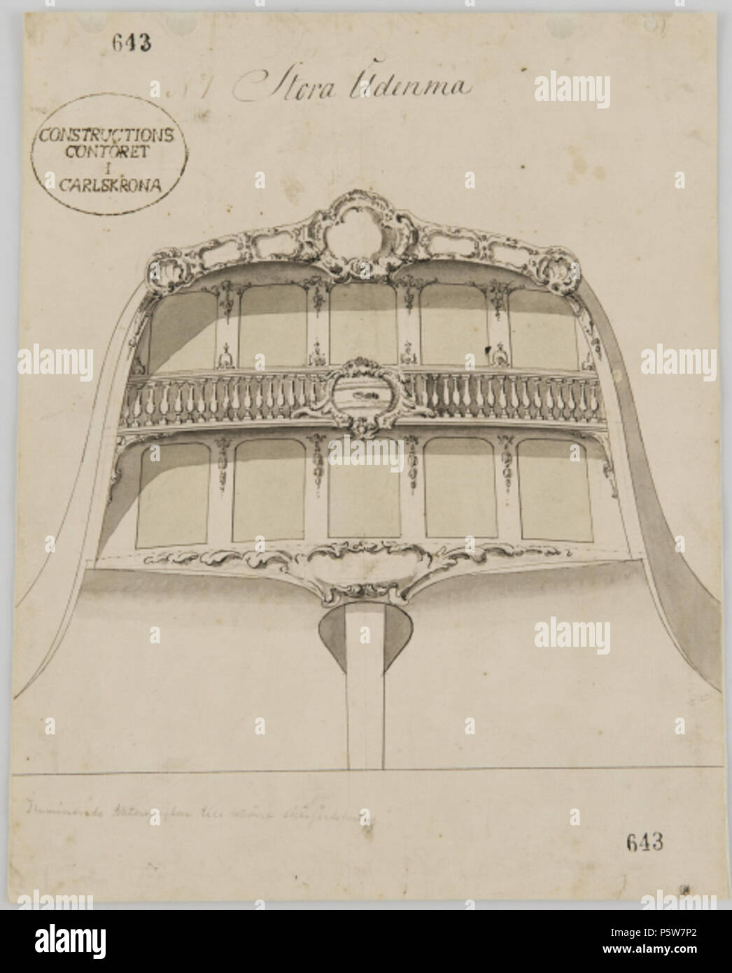 N/A. English: Drawing of transom for the udema Stora Udenma (never ...