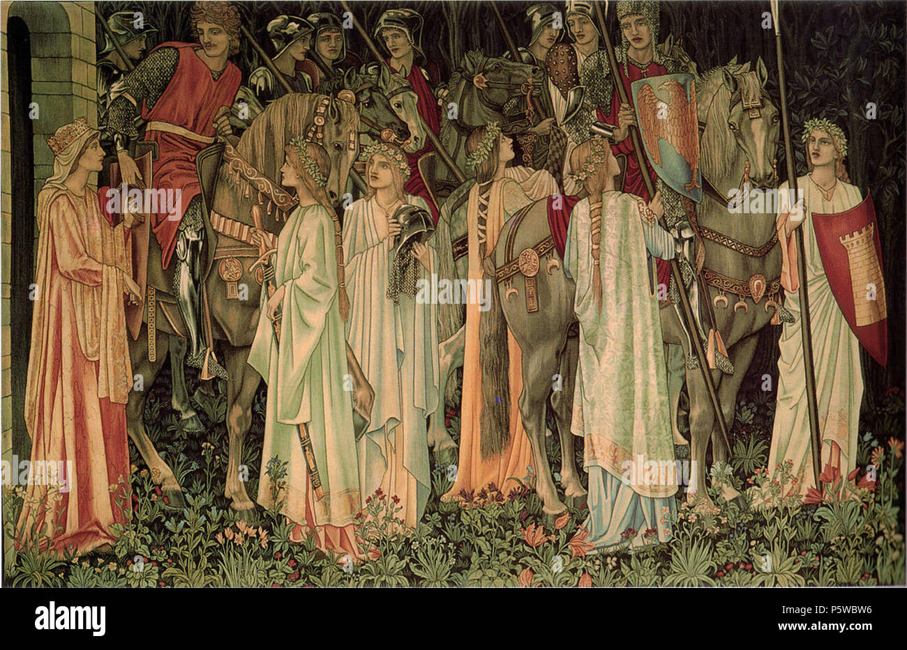 Search for the Holy Grail Arthurian tapestry Stock Photo - Alamy