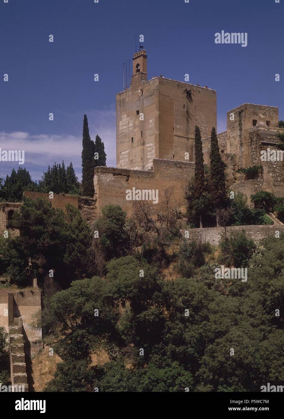 ALCAZAR - TORRE DE LA VELA. Location: ALHAMBRA, GRANADA, SPAIN Stock ...