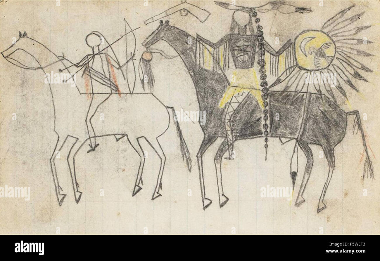 N/A. Cheyenne ledger book of pictographic drawing, from the The ...