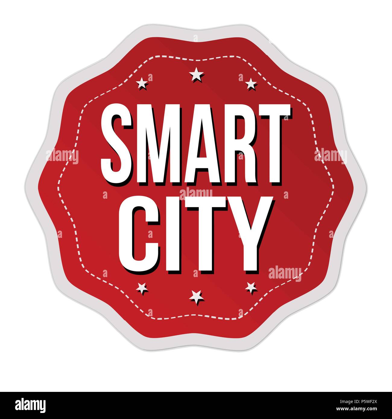 Smart city label or sticker on white background, vector illustration ...