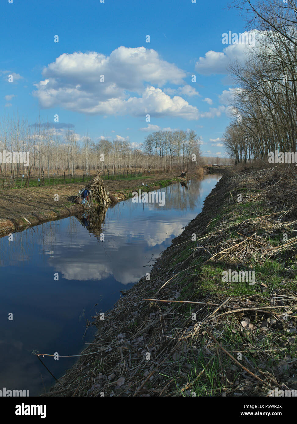 Irrigation canal during early spring, landscape view Stock Photo - Alamy