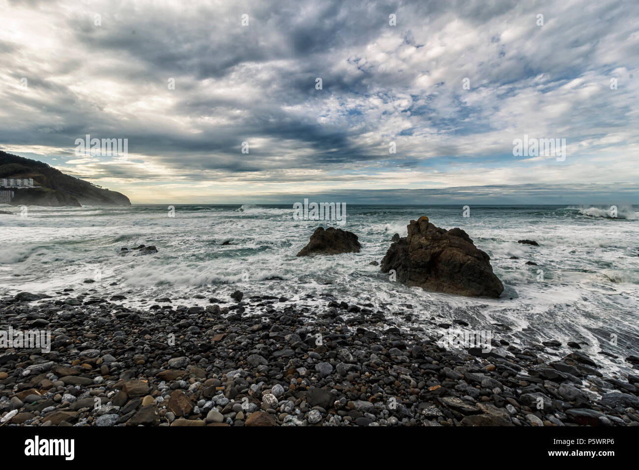 sunset at the beach of bakio Stock Photo - Alamy