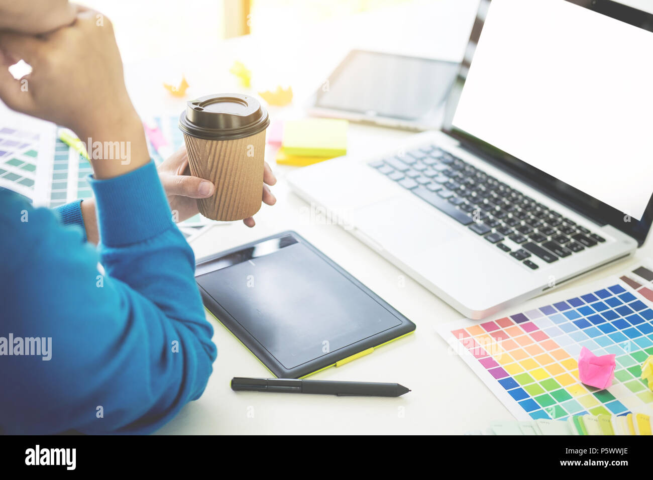 interior design or graphic designer renovation and technology concept ...